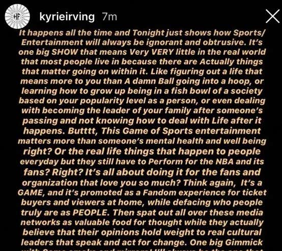 Kyrie Irving Is Crying On Instagram That Fans Are Mean | Barstool Sports