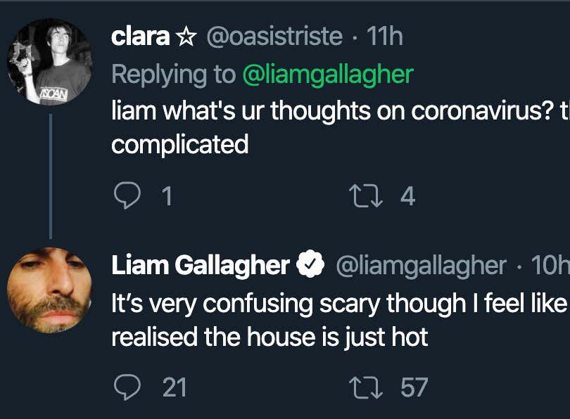Liam Gallagher Faces Coronavirus Scares (But He's Fine, The House Was ...