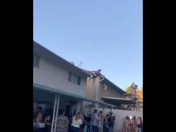 Wake Up With This ALMOST Perfect July 4th Swan Dive Off A Roof Into The ...