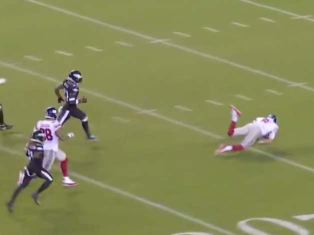 Daniel Jones Running For An 80 Yard Gain And Going Down Untouched With ...