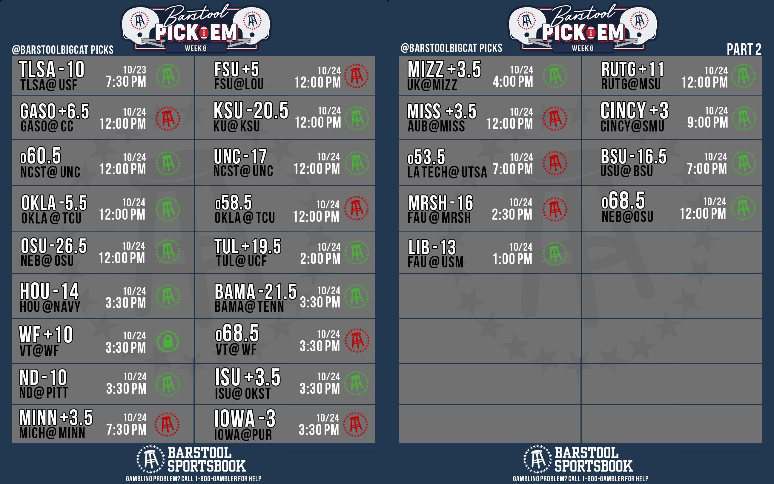 Pick Em Week 8 Results | Barstool Sports