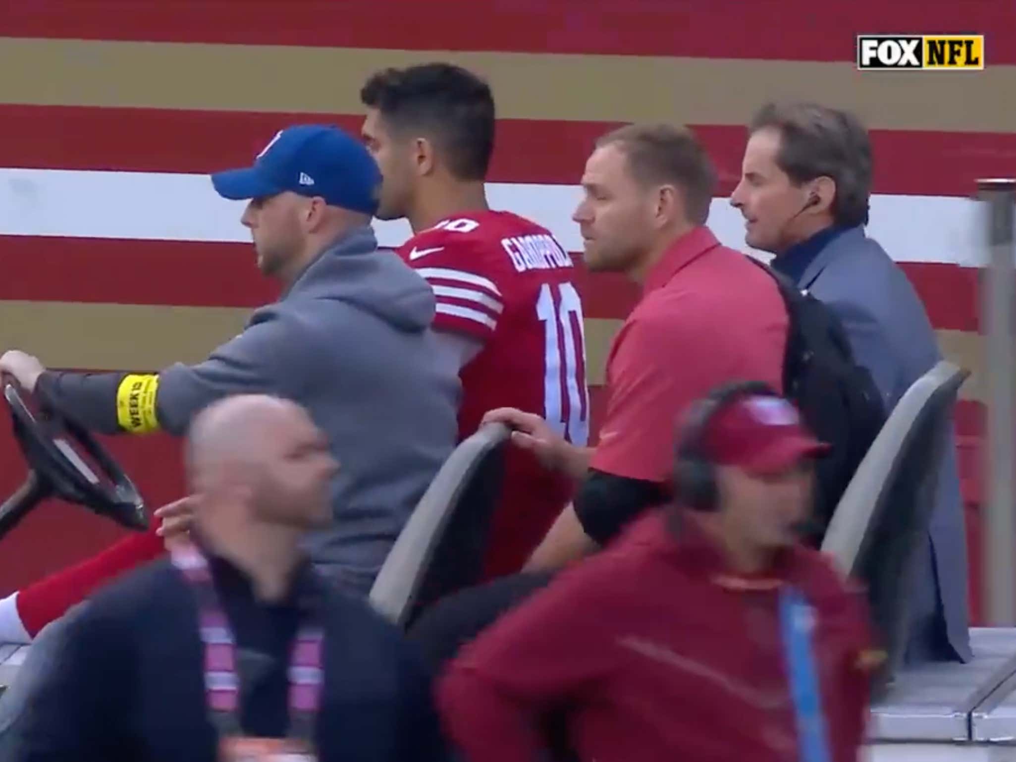 OH NO: Jimmy Garoppolo Gets Carted Off The Field As 49ers' Hopes Now Hinge On Mr. Irrelevant ...