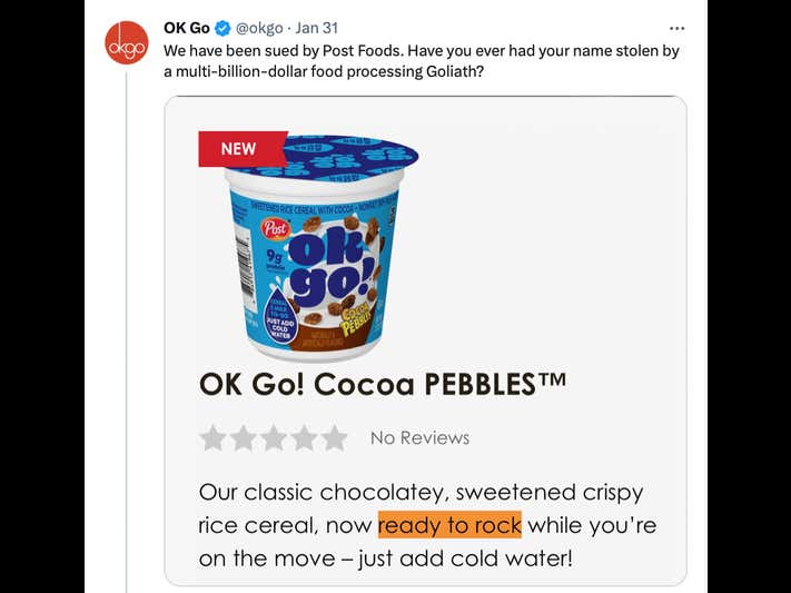 Post Cereal Is Bullying The Band 'OK Go' In Their Quest To Market A ...