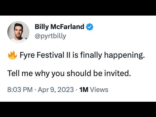 Billy McFarland Announces Fyre Fest II Is Finally Happening | Barstool ...