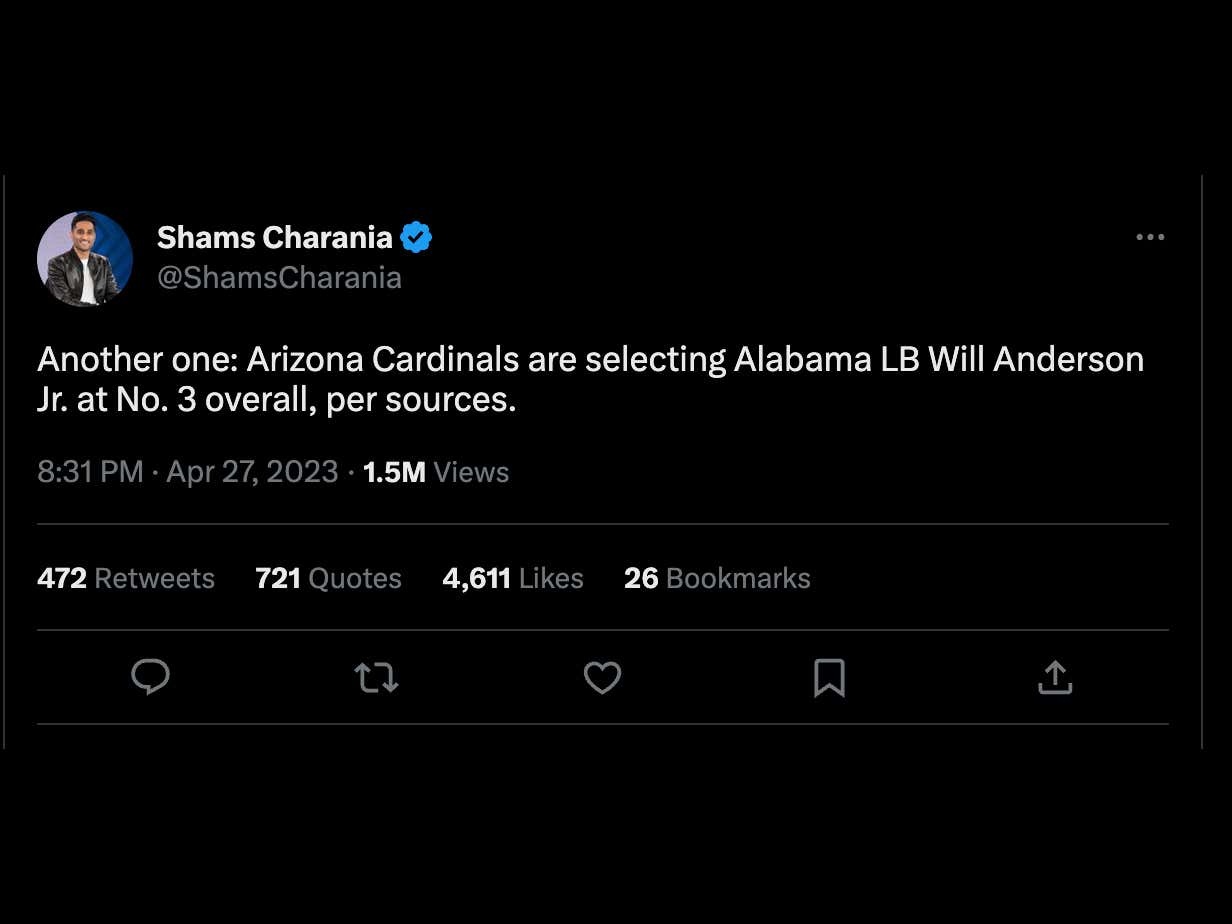 Shams Should Be Kicked Off Twitter For Tweeting The Picks Before They ...