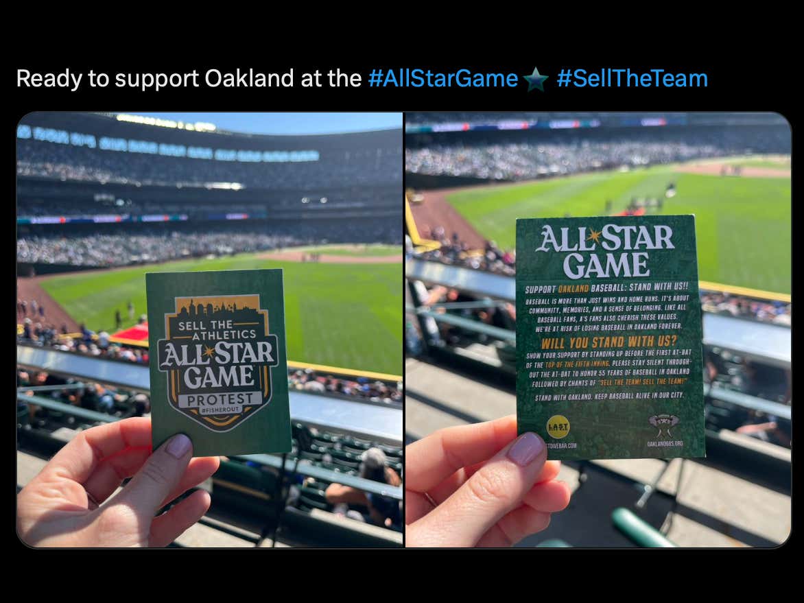 Oakland A's Fans Passed Out Protest Cards At The All-Star Game And Led ...