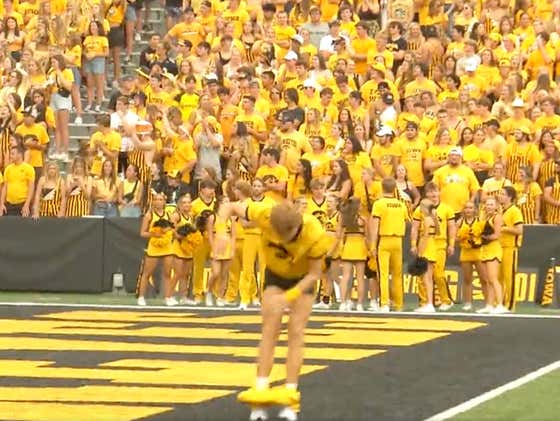 Iowa Cheerleader Loses His Pants Mid-Flip In Front Of 75,000 People ...