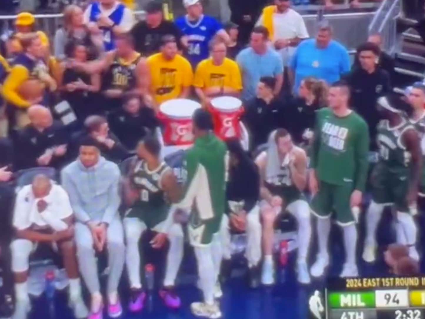 Pat Bev Just Launched A Basketball At A Pacers Fan's Face...Twice ...