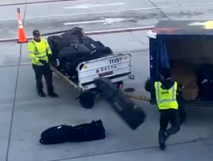 Delta Airlines Baggage Handlers Caught On Camera Heaving College Team's ...