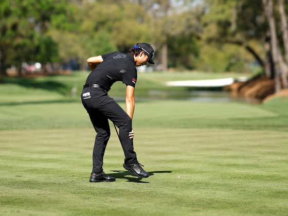 Min Woo Lee Hobbling Around The Tee Box With A Cramp After Hitting His ...