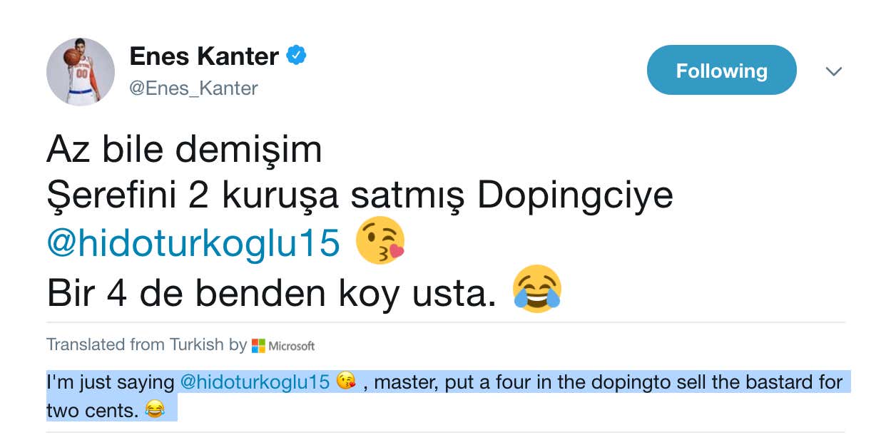 Enes Kanter Is Reportedly Facing Charges In Turkey For Insulting Hedo ...