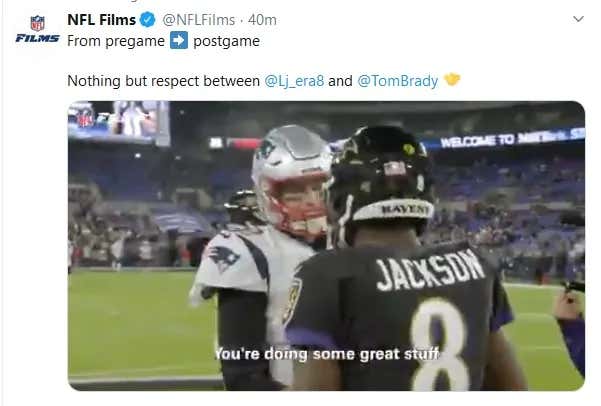 Tom Brady and Lamar Jackson Paying Each Other Respect Gives Me All the ...